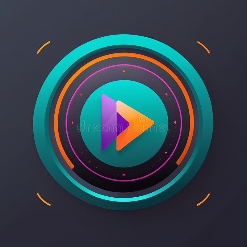 Forward Icon Graphic with Circular Layers in Teal and Orange Stock ...