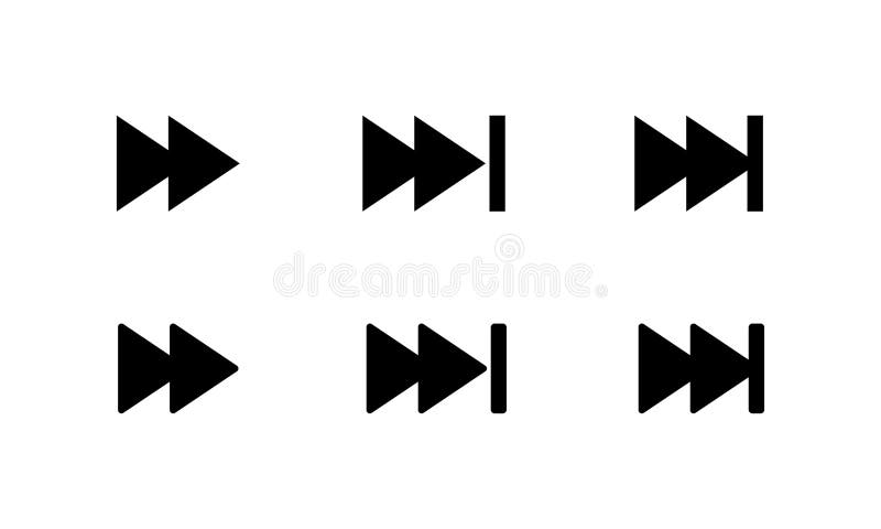 Forward Icon Set of Media Player Element. Next Track Sign Symbol Stock ...