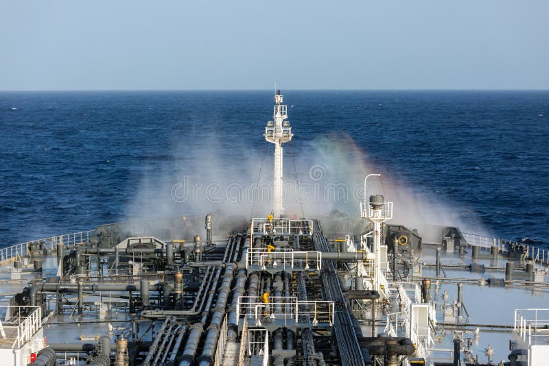 Oil Tanker Deck - View from Radar Mast Stock Image - Image of ocean ...