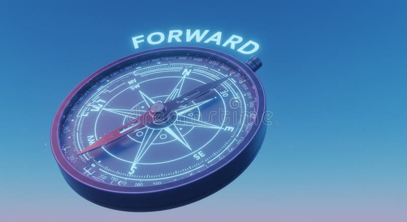 Forward Progress a Compass Guide Symbolizing Direction Ambition ...