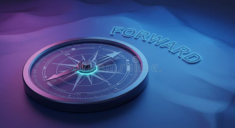 Forward Progress a Compass Guide Symbolizing Direction Ambition ...