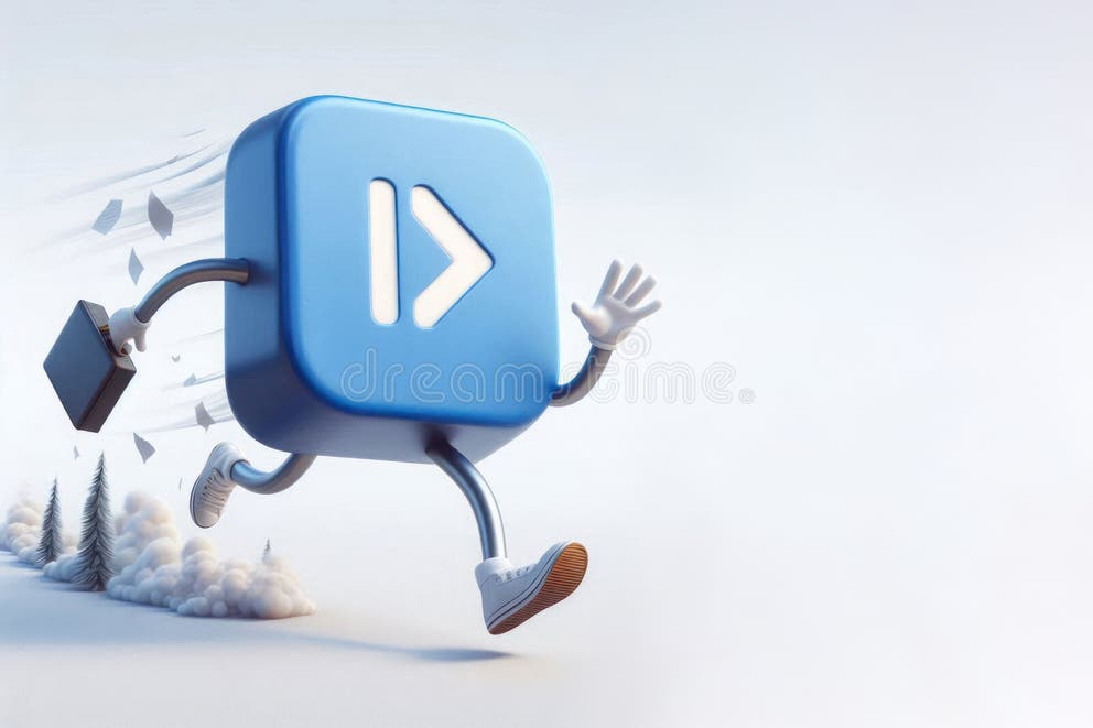Forward Running Button with Arms and Legs. Space for Text. Stock Photo ...