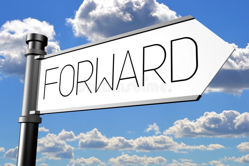 Forward - Signpost with White Arrow, Sky Stock Illustration ...
