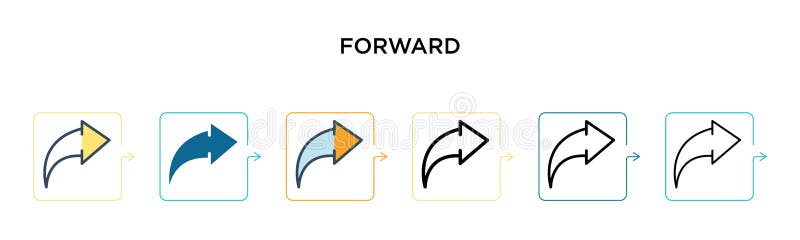 Forward Vector Icon in 6 Different Modern Styles. Black, Two Colored ...