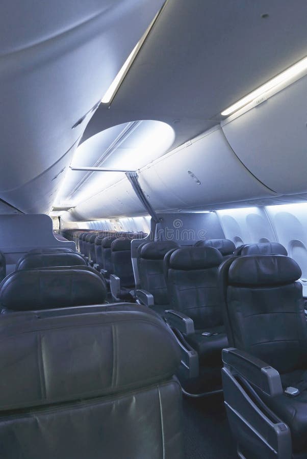 Forward View of an Empty Aircraft Interior Stock Image - Image of bins ...