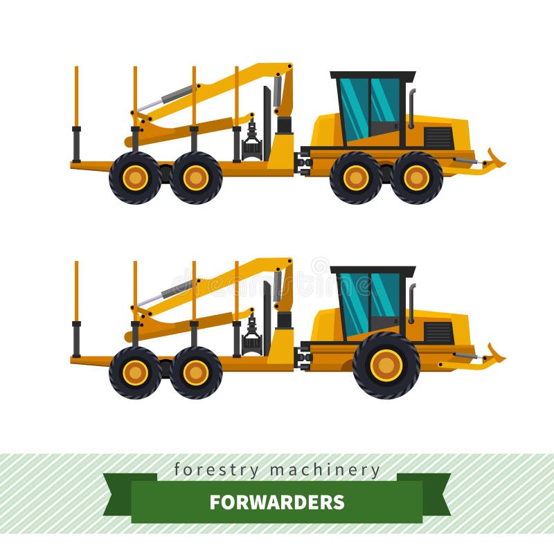 Forwarder forestry vehicle stock vector. Illustration of machine - 68600275