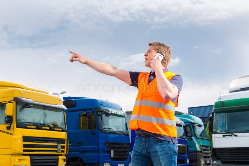 Forwarder Or Truck Driver In Drivers Cap Stock Image - Image of send ...