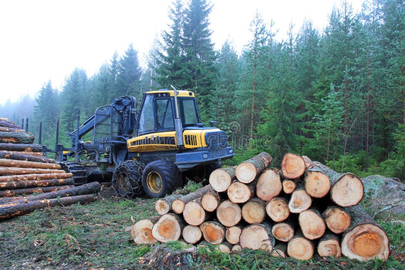 Loaded Logging Truck Driving on Road Stock Image - Image of aspen ...
