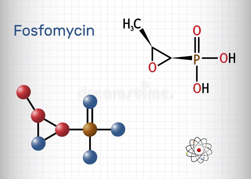 Fosfomycin (phosphomycin, Phosphonomycin) Antibacterial Drug Molecule ...