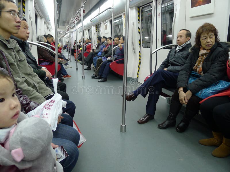 Foshan metro interior editorial image. Image of commuters - 23837565
