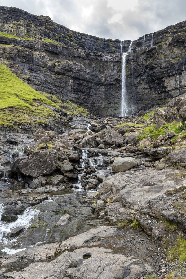 Fossa, the Largest Waterfall on the Faroe Islands Stock Photo - Image ...