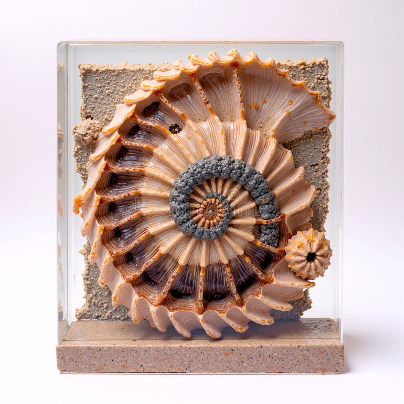 Fossil in Clear Case stock image. Image of ancient, ammonite - 375219027