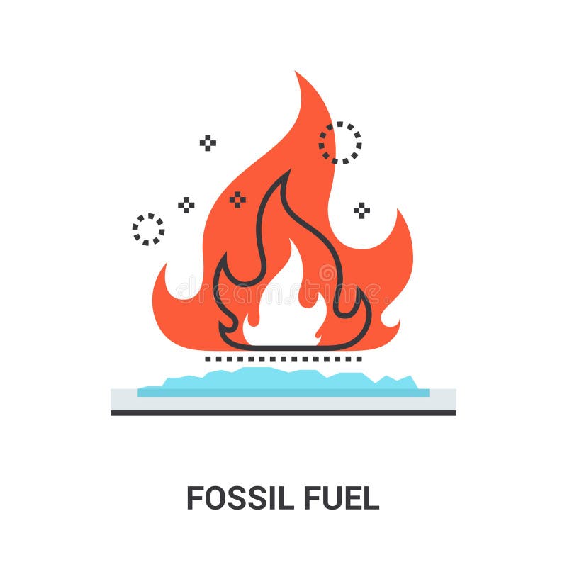 Fossil Fuel Flat Line Icon Design Concept Stock Vector - Illustration ...