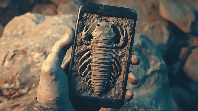 Fossil image on smartphone stock illustration. Illustration of life ...