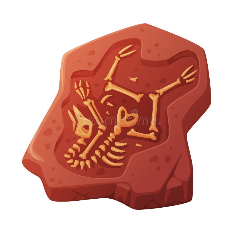 Fossil Obtained by Digging Rested in Soil or Ground Vector Illustration ...