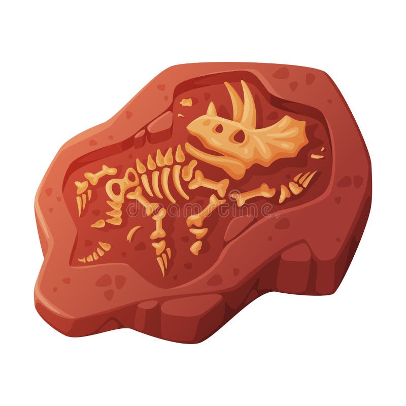 Fossil Obtained by Digging Rested in Soil or Ground Vector Illustration ...