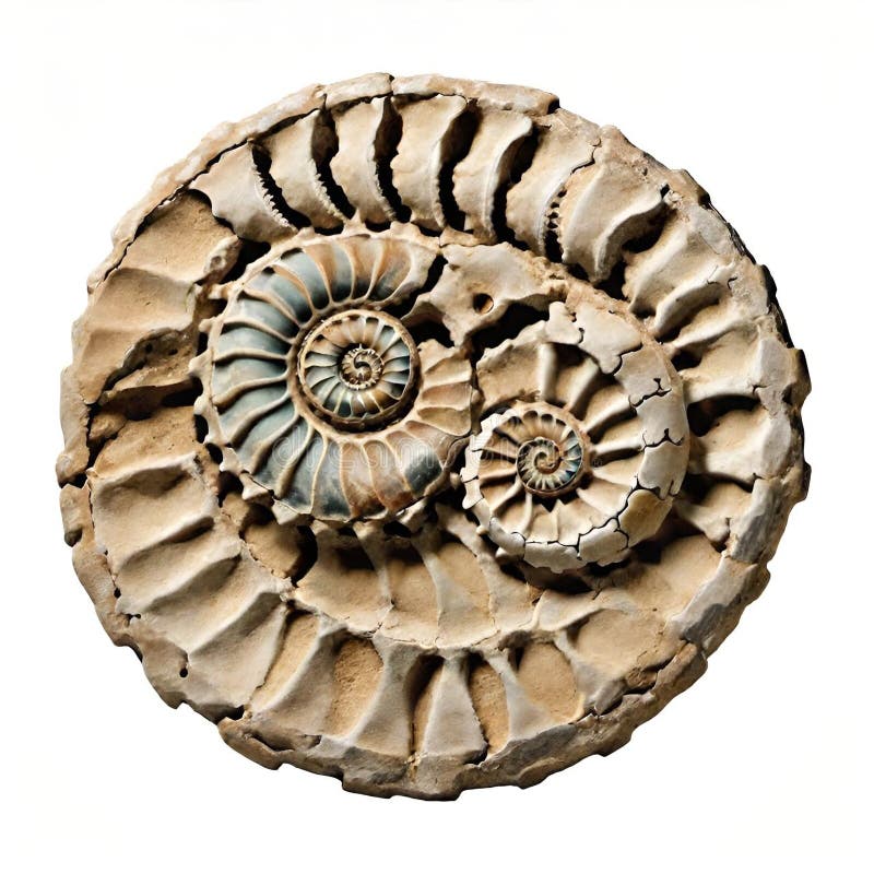 Fossil Seashell Isolated on White Stock Illustration - Illustration of ...