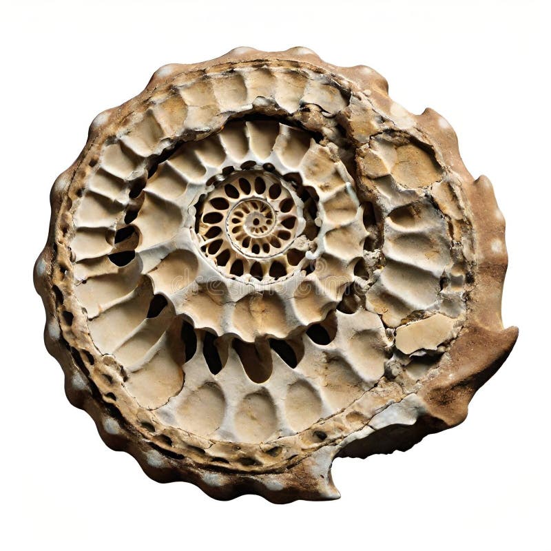 Fossil Seashell Isolated on White Stock Illustration - Illustration of ...