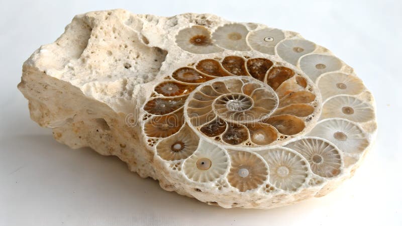 Fossilized Ammonite Detailed Close-Up for Educational Use, Natural ...