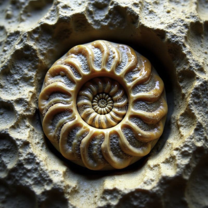 Fossilized Ammonite Shell Embedded in Rocky Stone Background, Sedimentary, Stone Stock ...