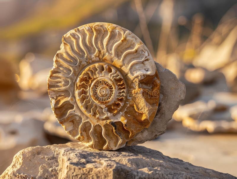 Fossilized Ammonite Shell with Intricate Spiral Pattern Stock ...
