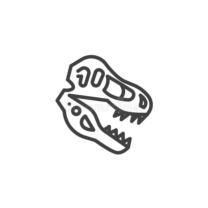 Fossilized Dinosaur Bones Line Icon Stock Vector - Illustration of icon ...