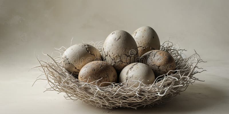 Fossilized Dinosaur Eggs Positioned within a Nest Stock Photo - Image ...