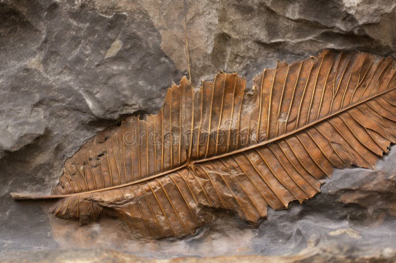 Fossilized Fern Leaf Detail in Sedimentary Rock Stock Illustration ...