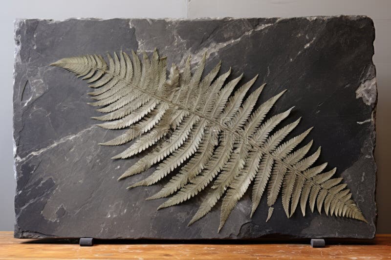 Fossilized Fern Leaves in a Stone Slab Stock Image - Image of geology ...