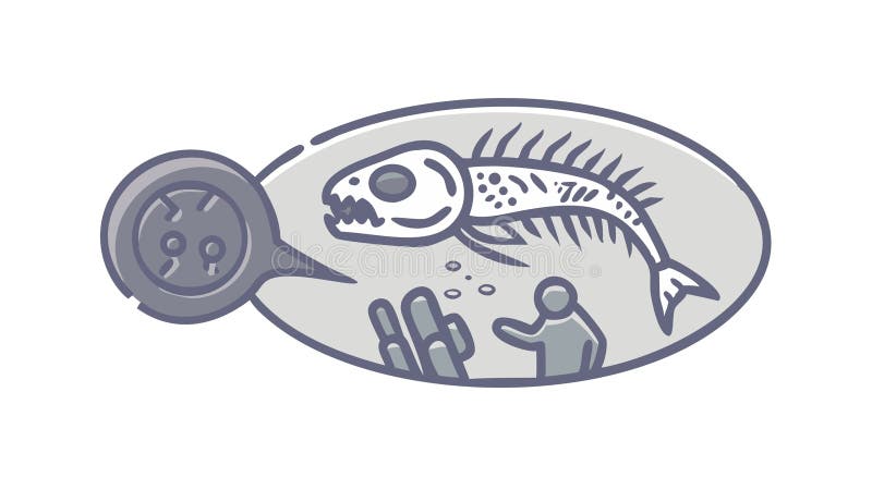 Fossilized Fish Skeleton in a Display Case, Vector Design Generative AI ...