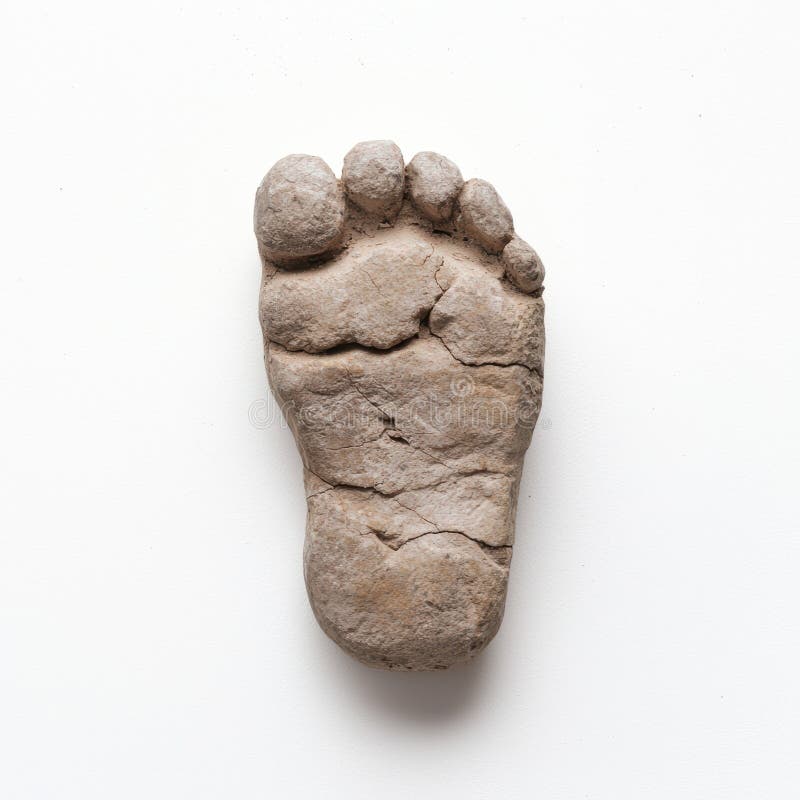 Fossilized Foot Impression in Stone Stock Illustration - Illustration ...