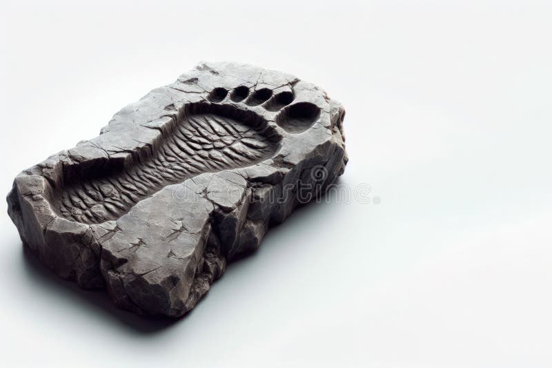 A Fossilized Footprint of a Human Foot. Space for Text. Stock Photo ...