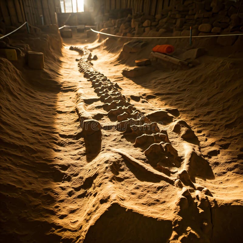The Fossilized Remains of a Dinosaur Skeleton Unearthed in a Sandy ...