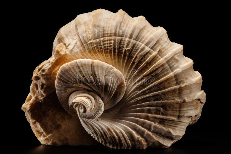 Fossilized Seashell in Limestone Rock Stock Image - Image of shell ...