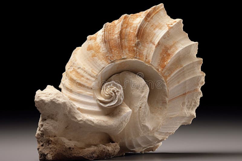 Fossilized Seashell in Limestone Rock Stock Image - Image of rock ...