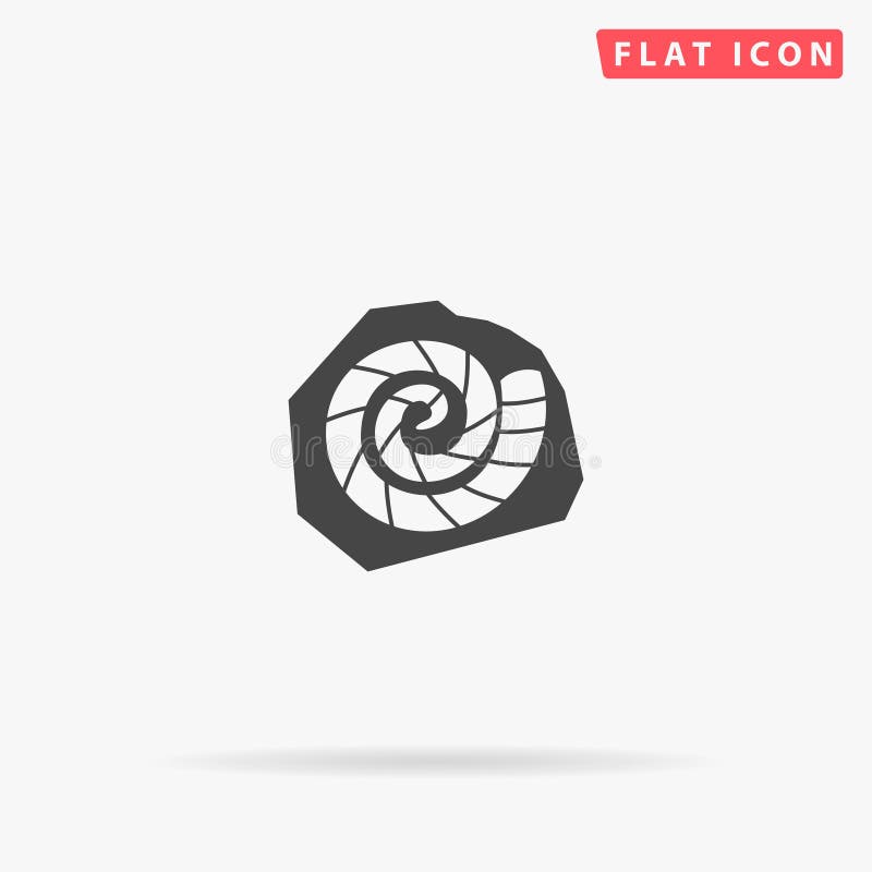 Fossilized Shell of Ammonite Flat Vector Icon. Hand Drawn Style Design ...