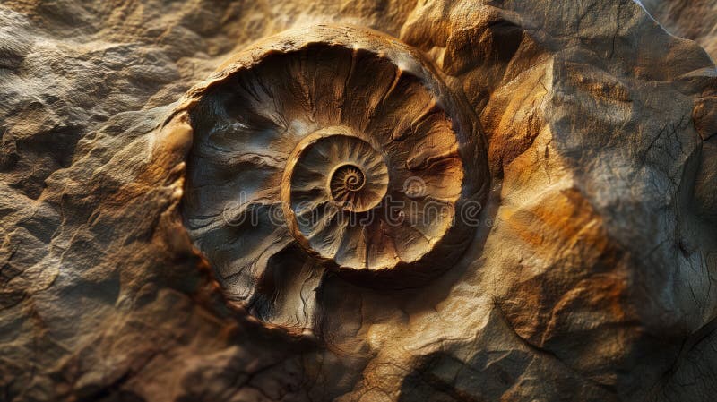 Fossilized Shell in Stone with Warm Lighting Stock Illustration ...