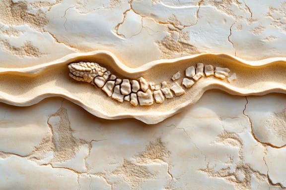 A Fossilized Snake in a Rock Formation, Showing Its Skeletal Structure ...