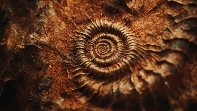 Fossilized Spiral Shell Embedded in Rock Stock Illustration ...