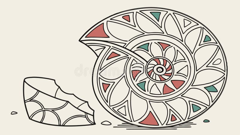Fossilized Spiral Shell on Rocks Illustration Vector, Vector Design ...