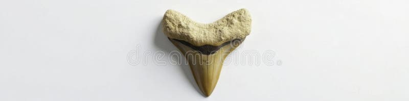 Fossilized Tooth with Sharp Point on White Background, Bone, Teeth ...