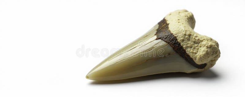 Fossilized Tooth with Sharp Point on White Background, Paleontology ...