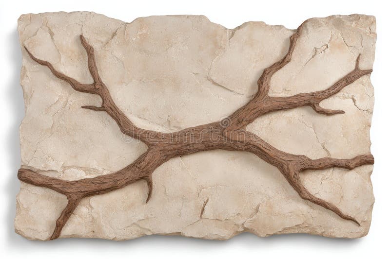 Fossilized Tree Branch Embedded in Rock Stock Illustration ...