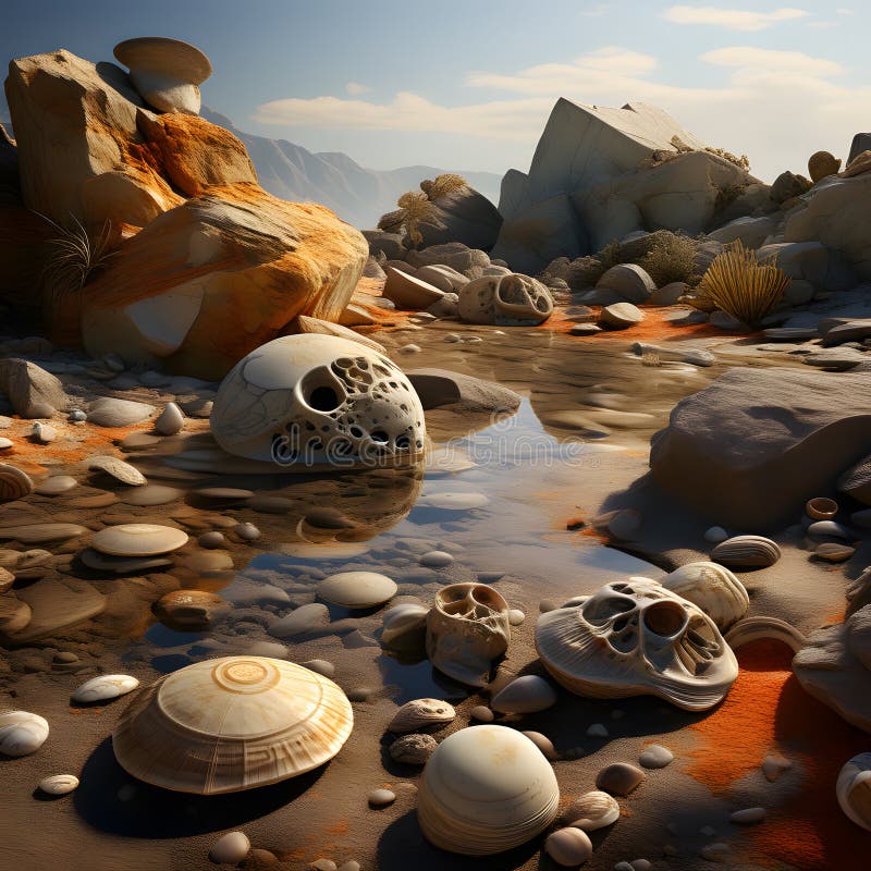 Fossils in Stone, Ai-generatet Stock Illustration - Illustration of ...