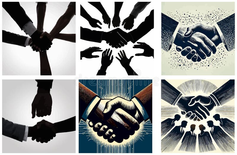 Handshake Office Team Collaboration Silhouette Illustration Design Set ...