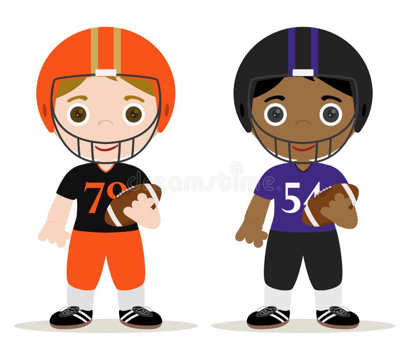Tecknad Filmbarn Som Spelar Fotboll Vektor Illustrationer ...