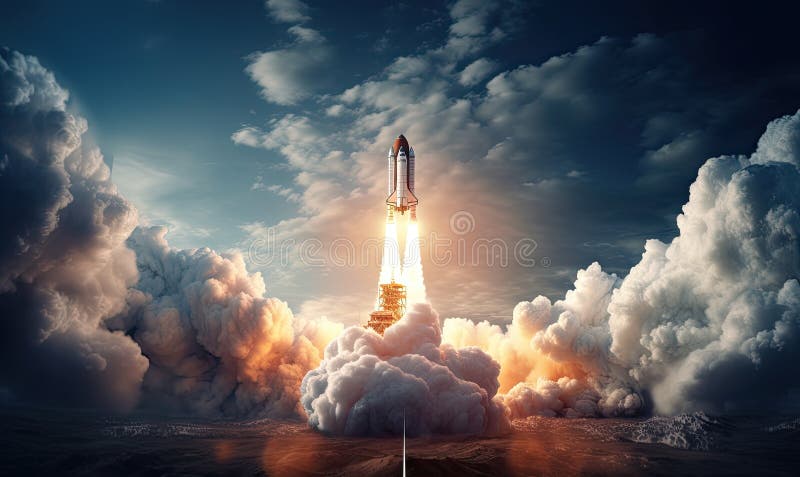 Foto De Un Cohete Lanzando Al Cielo Con Nubes Foto de archivo - Imagen ...