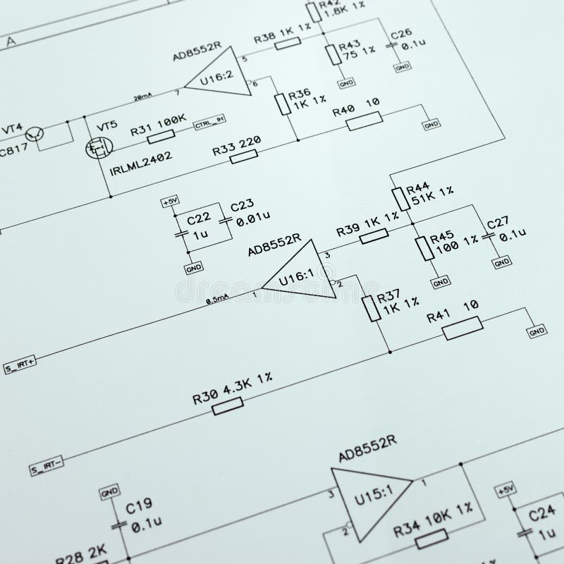 Disegno Schematico Elettronico Del Circuito Fotografia Stock - Immagine ...