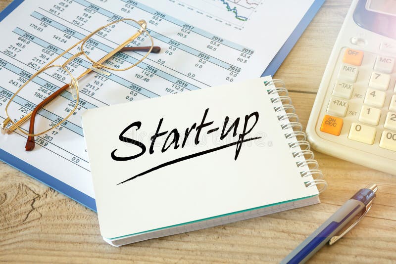 Foto on Top of Workspace Card with Text Start-up Stock Photo - Image of ...