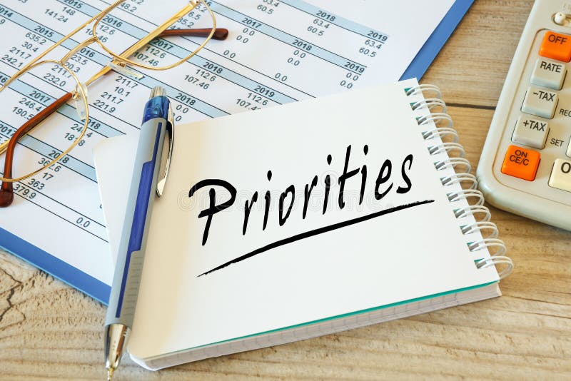 Foto on Top of Workspace with Text Priorities Stock Image - Image of ...